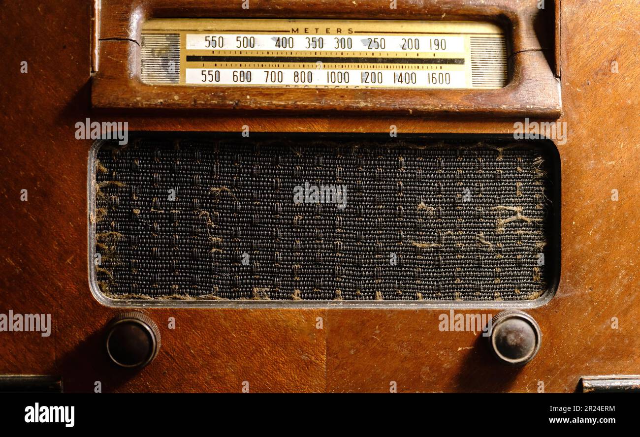 Vintage Brown Wooden Radio with Rusty Knobs Stock Photo - Alamy