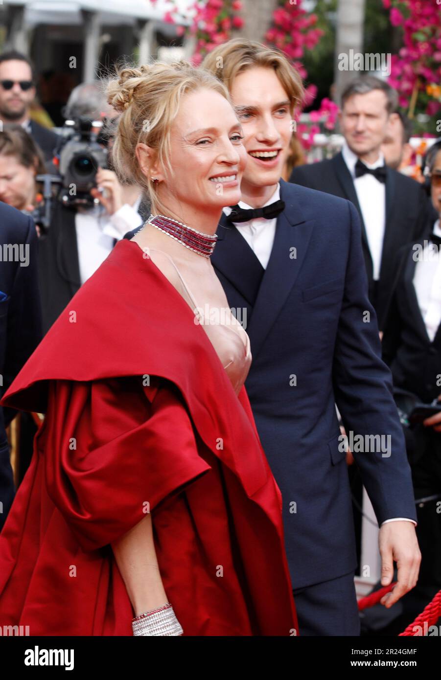 Uma Thurman and Levon Hawke attends the 'Jeanne du Barry' premiere and ...