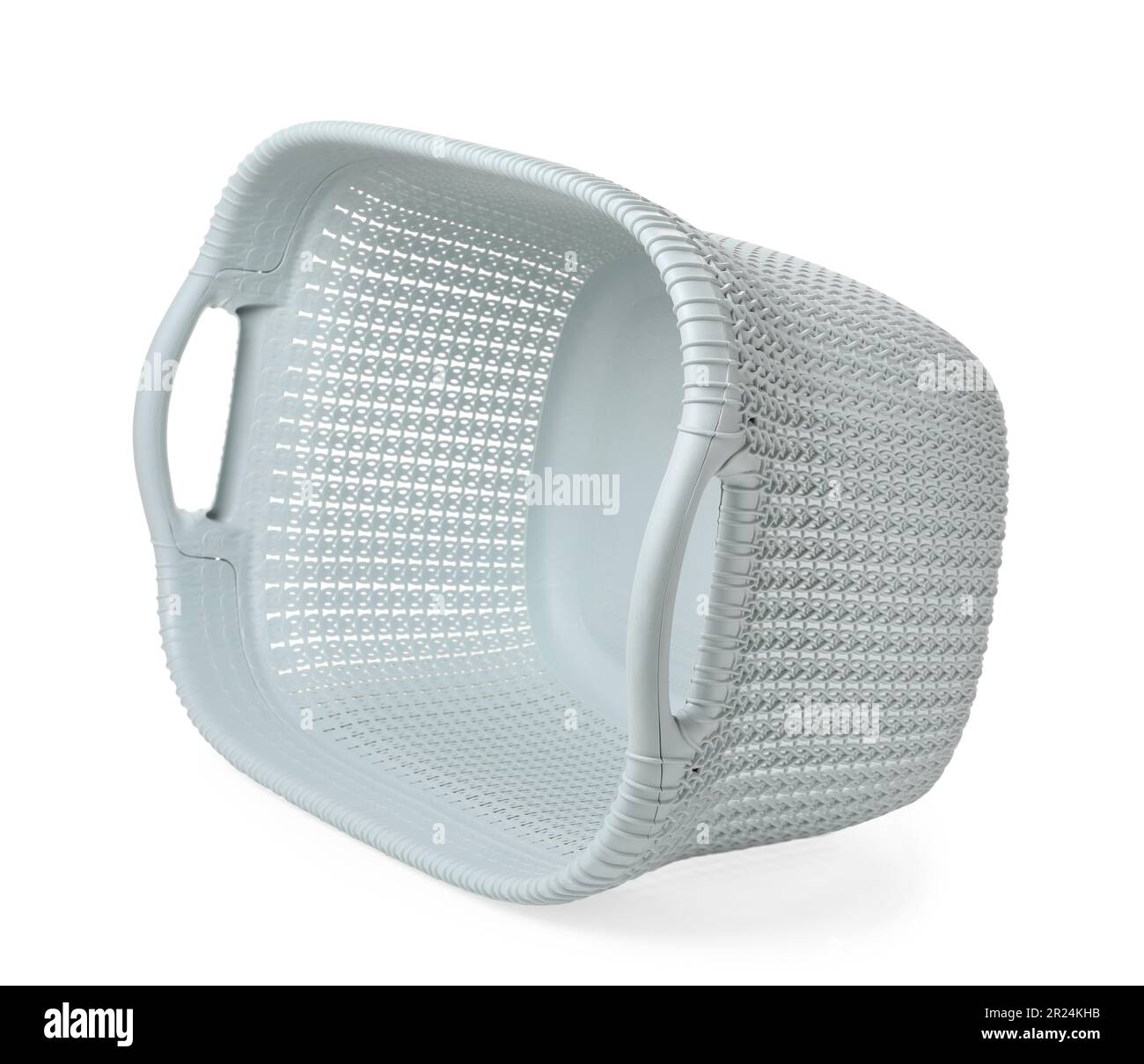 Empty plastic laundry basket isolated on white Stock Photo - Alamy