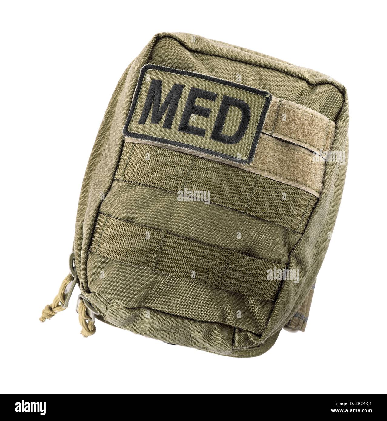 Military first aid kit isolated on white, top view Stock Photo - Alamy