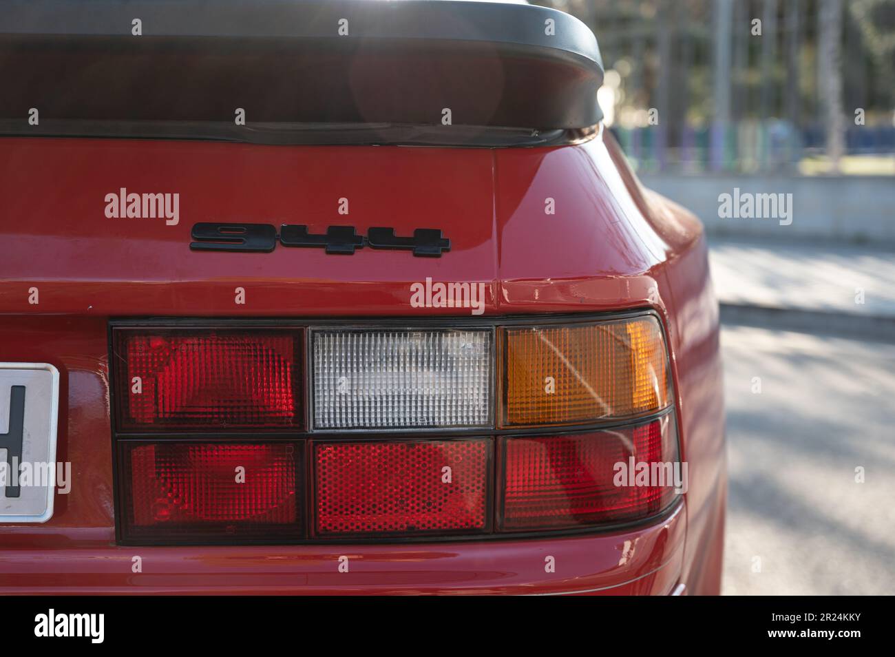 Detail of a classic German sports car, the famous red Porsche 944 Stock ...