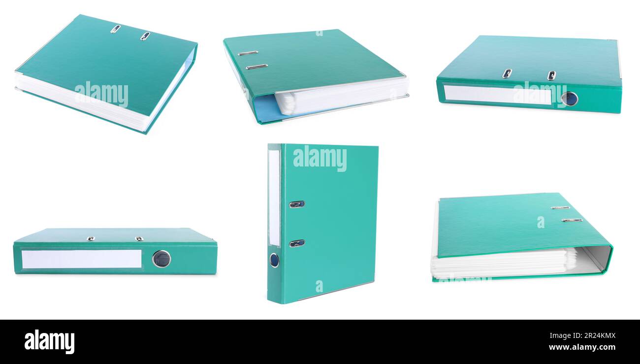 Set with green office folders on white background. Banner design Stock ...