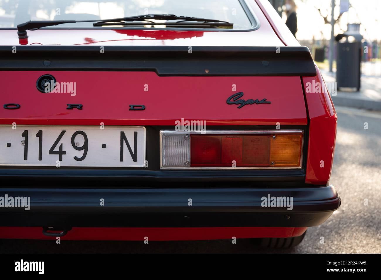 Detail of a classic red Ford Capri parked in the street Stock Photo - Alamy
