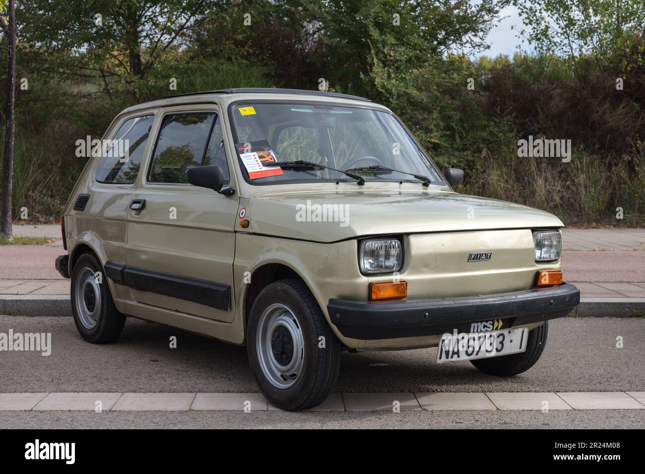 Detail of a nice classic and small European car, the Fiat 126 Peronal 4 ...