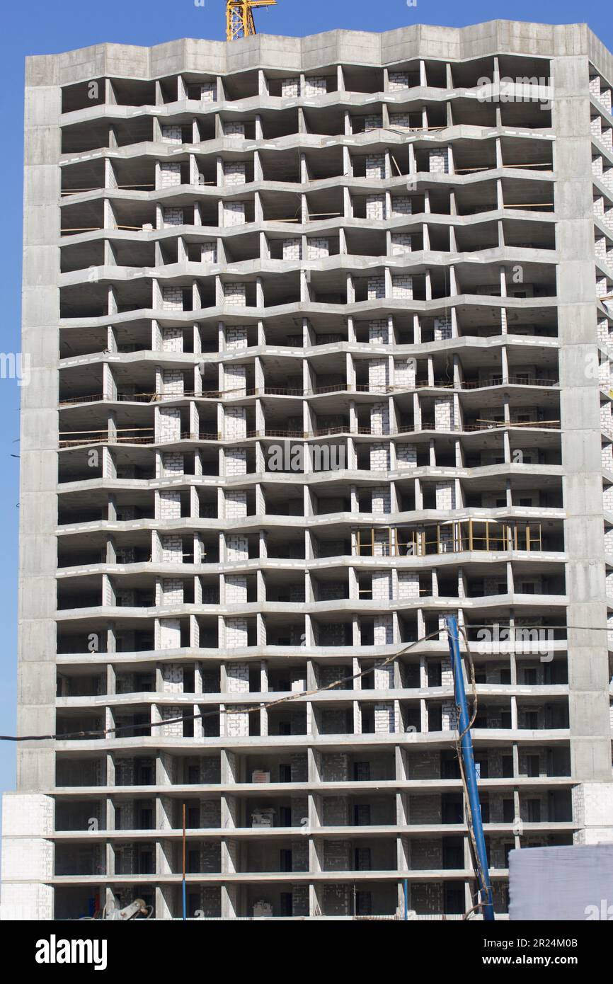 Reinforced concrete house frame. Modern high-rise buildings made of ...