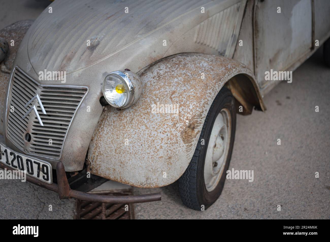 Front view of a classic and cheap vehicle of the French people, it is a ...
