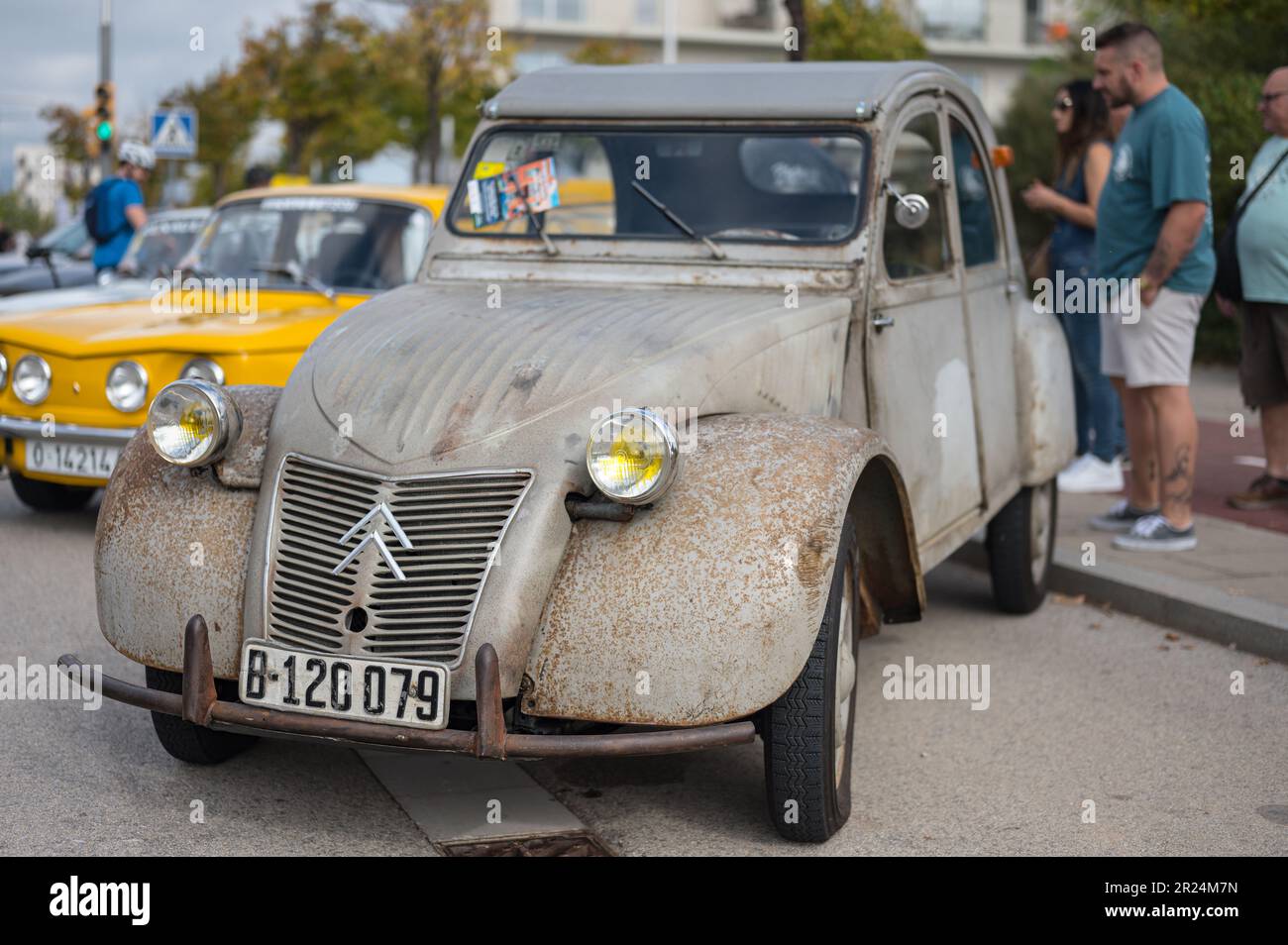 Front view of a classic and cheap vehicle of the French people, it is a ...