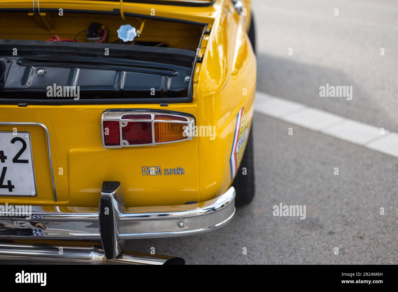 detail of the rear of an old Renault 8 TS Fasa Spain, trunk open Stock ...