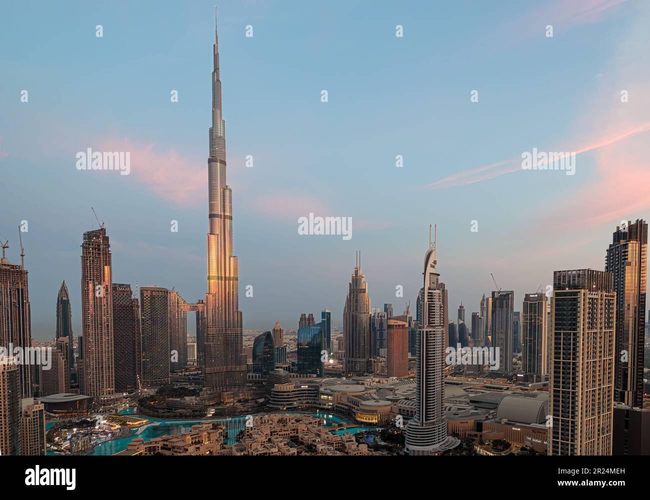DUBAI, UAE - CIRCA 2022: Panorama of down town Dubai modern city in the ...