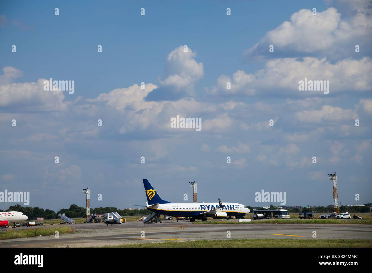 BUCHAREST, ROMANIA - CIRCA 2022: Ryan Air airplane on Otopeni ...