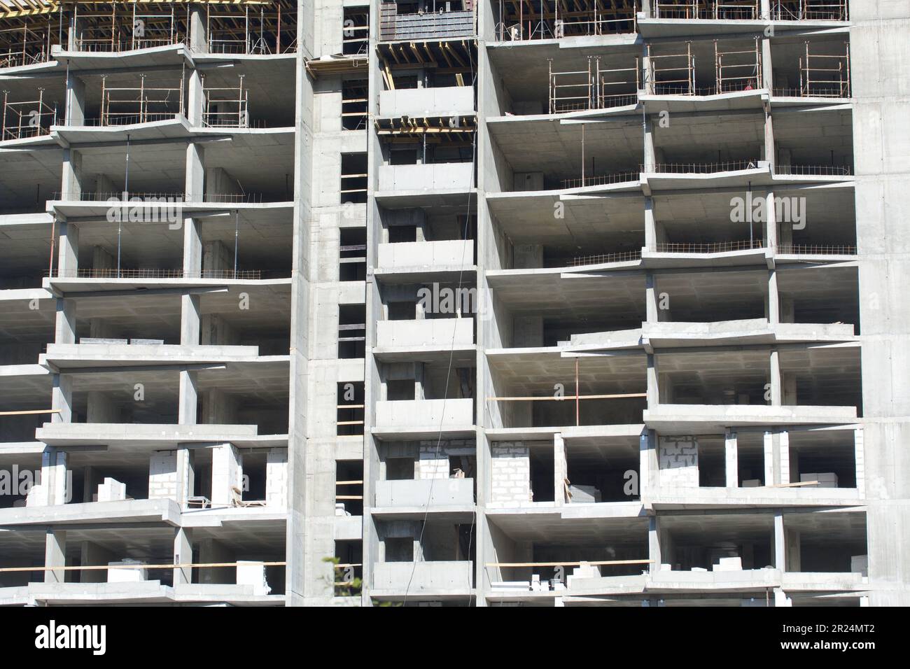 Reinforced concrete house frame. Modern high-rise buildings made of ...