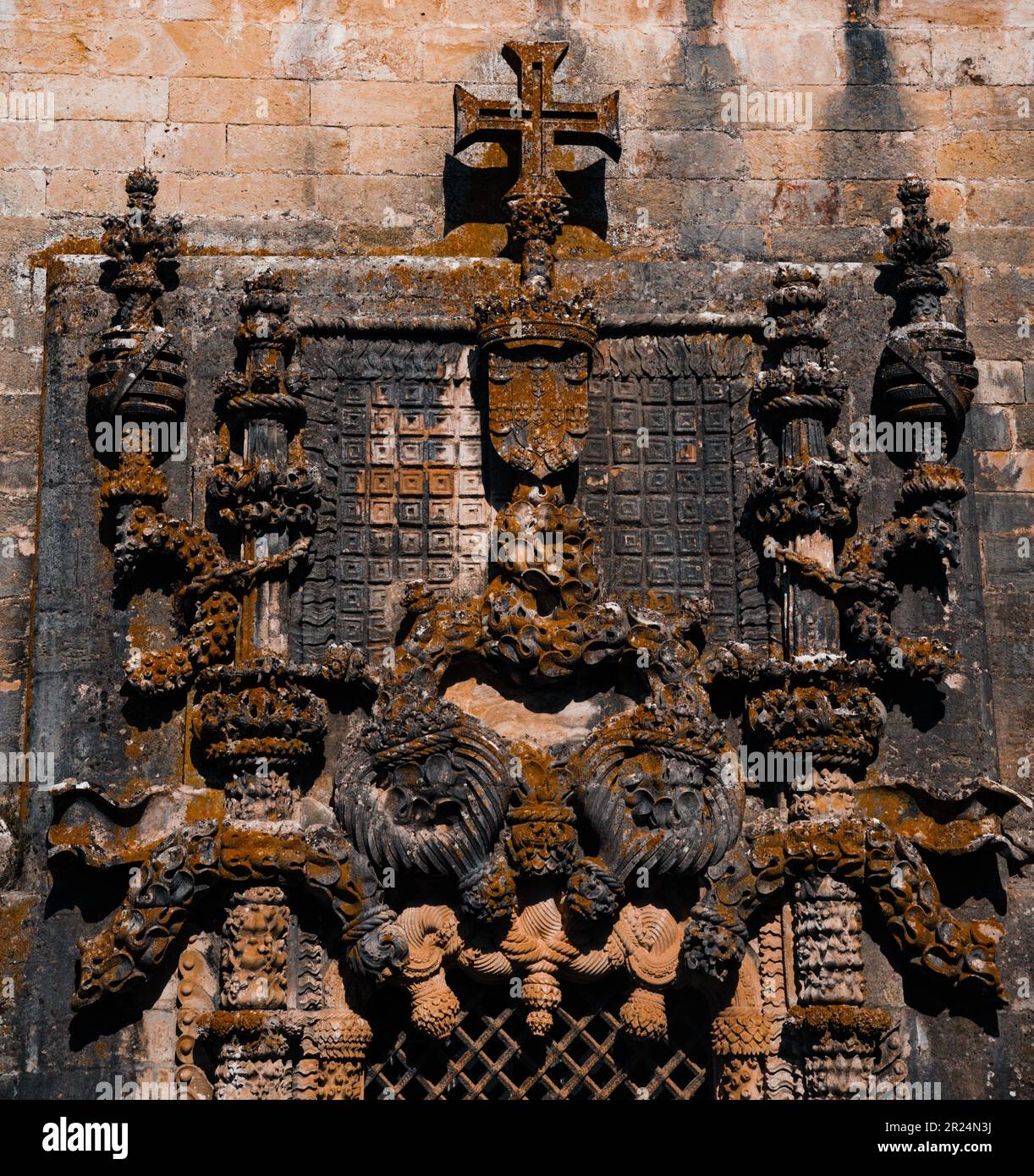A beautiful shot of the rusty historic exterior of the Tomar Convent in ...