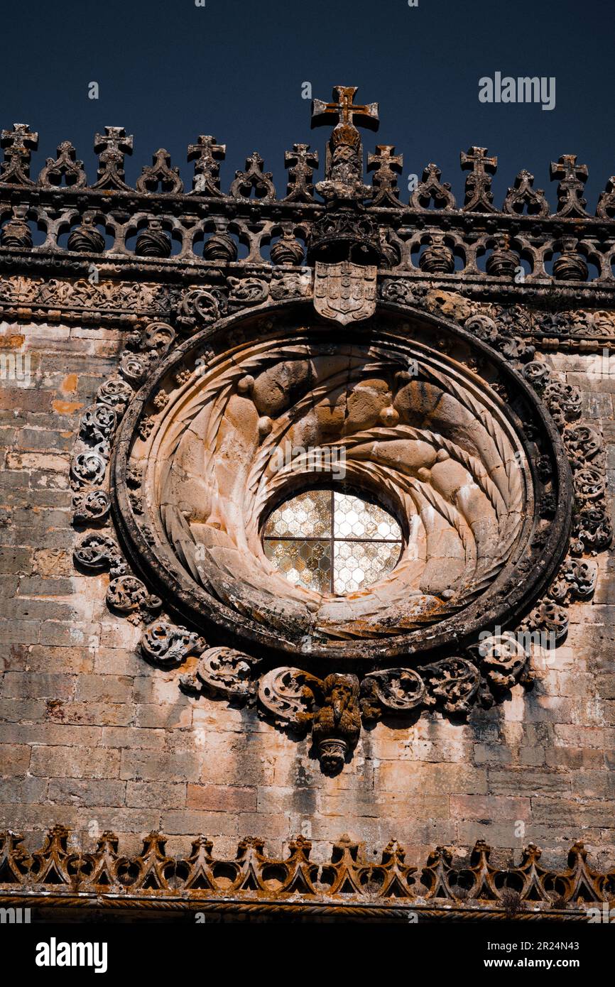 A beautiful shot of the rusty historic exterior of the Tomar Convent in ...