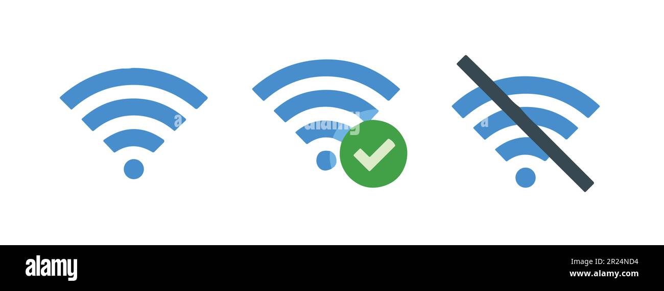 Colored Vector Icons Of Wifi Connect Disconnect And Not Available Stock Vector Image And Art Alamy