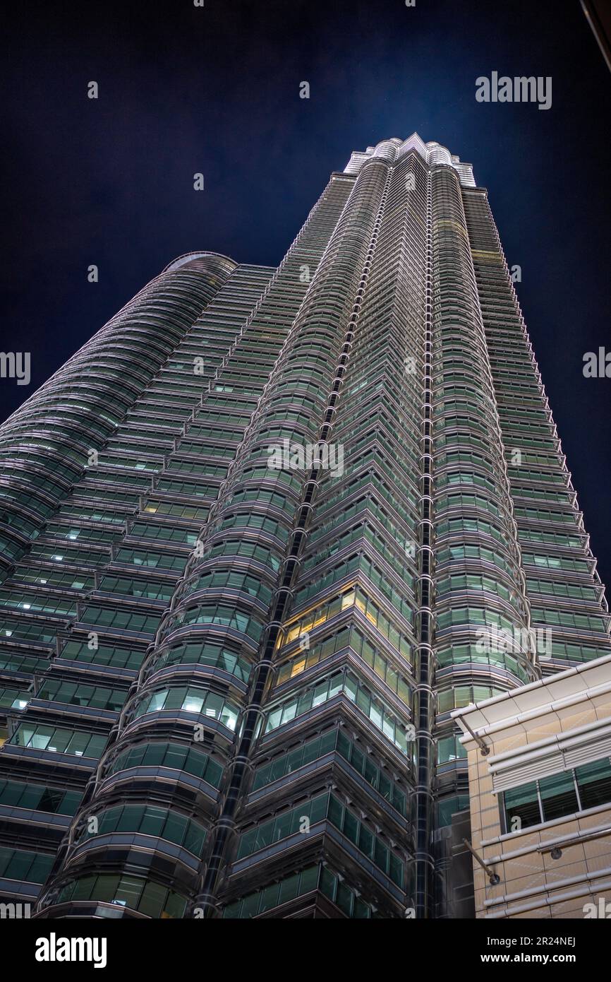 This stock photo shows a modern skyscraper towering in a vertical ...