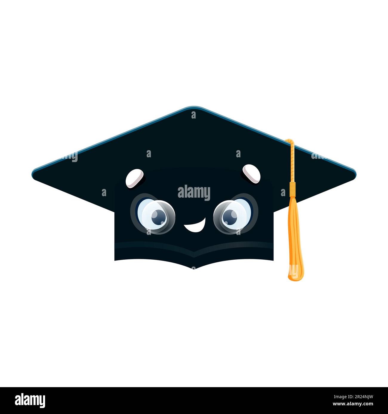 Cartoon student graduation cap with face, back to school vector ...