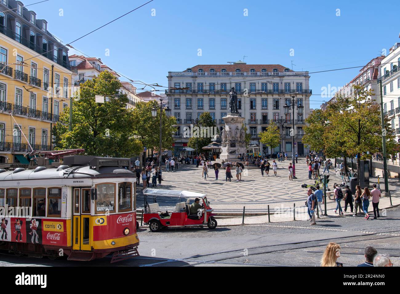 Lisbon, Portugal-October 2022; View over Luís de Camões Square with ...
