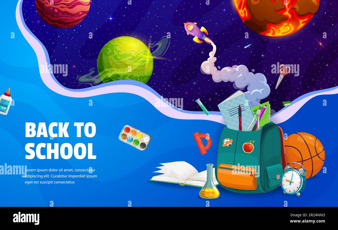 Back to school paper cut poster with galaxy space planets, vector ...