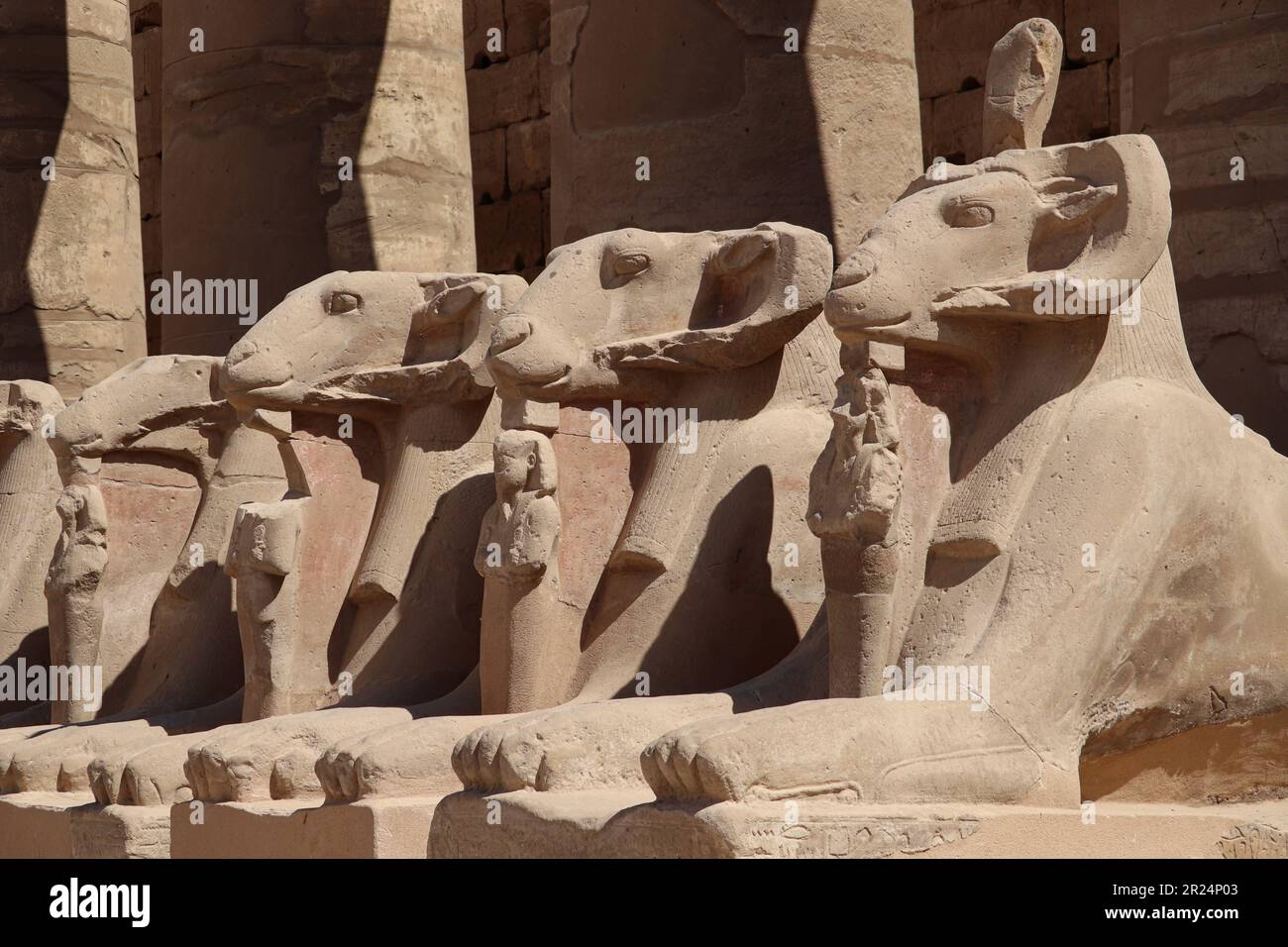 Ancient egyptian statues at Karnak temple in Luxor, Egypt Stock Photo ...