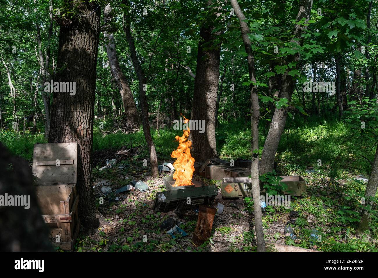 Flammable powder left by Russian forces during occupation near village ...