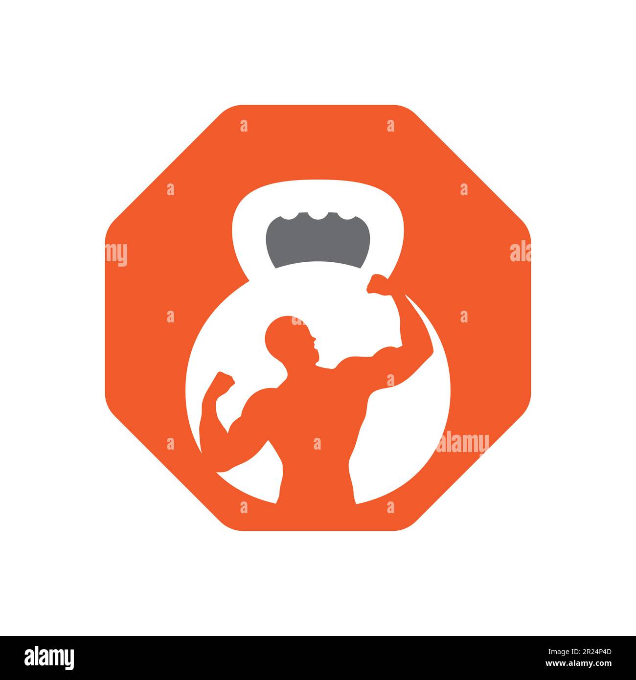 Gym power logo design idea with kettle bell and thunder symbol in ...