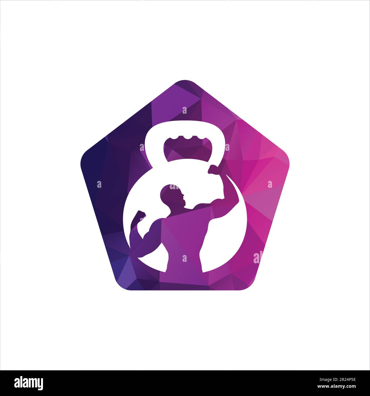 Gym power logo design idea with kettle bell and thunder symbol in ...