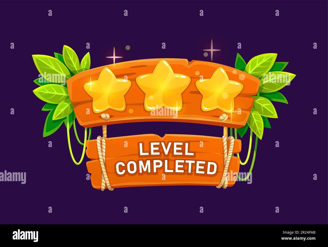 Game level complete screen, banner or icon. Mobile game UI victory sign ... Game level complete screen, banner or icon. Mobile game UI victory sign ...