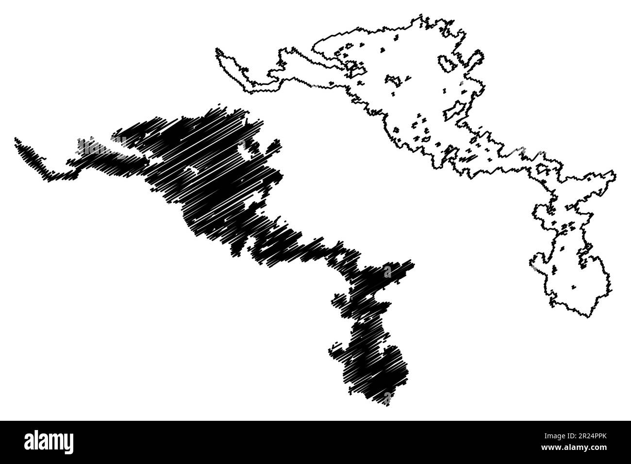 Lake Lough Corrib (Republic of Ireland) map vector illustration ...