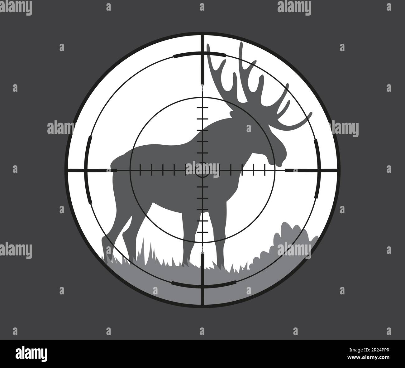 Moose or elk animal target, hunting sport. Vector silhouette of wild ...