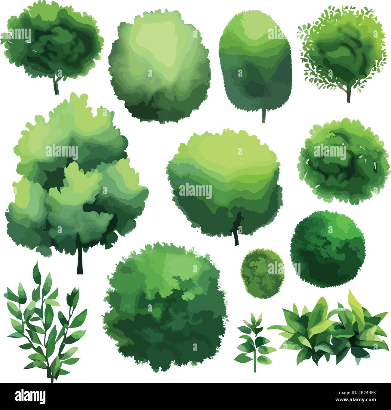 Gorgeous trees bushes shrubs top view vector Stock Vector Image & Art ...