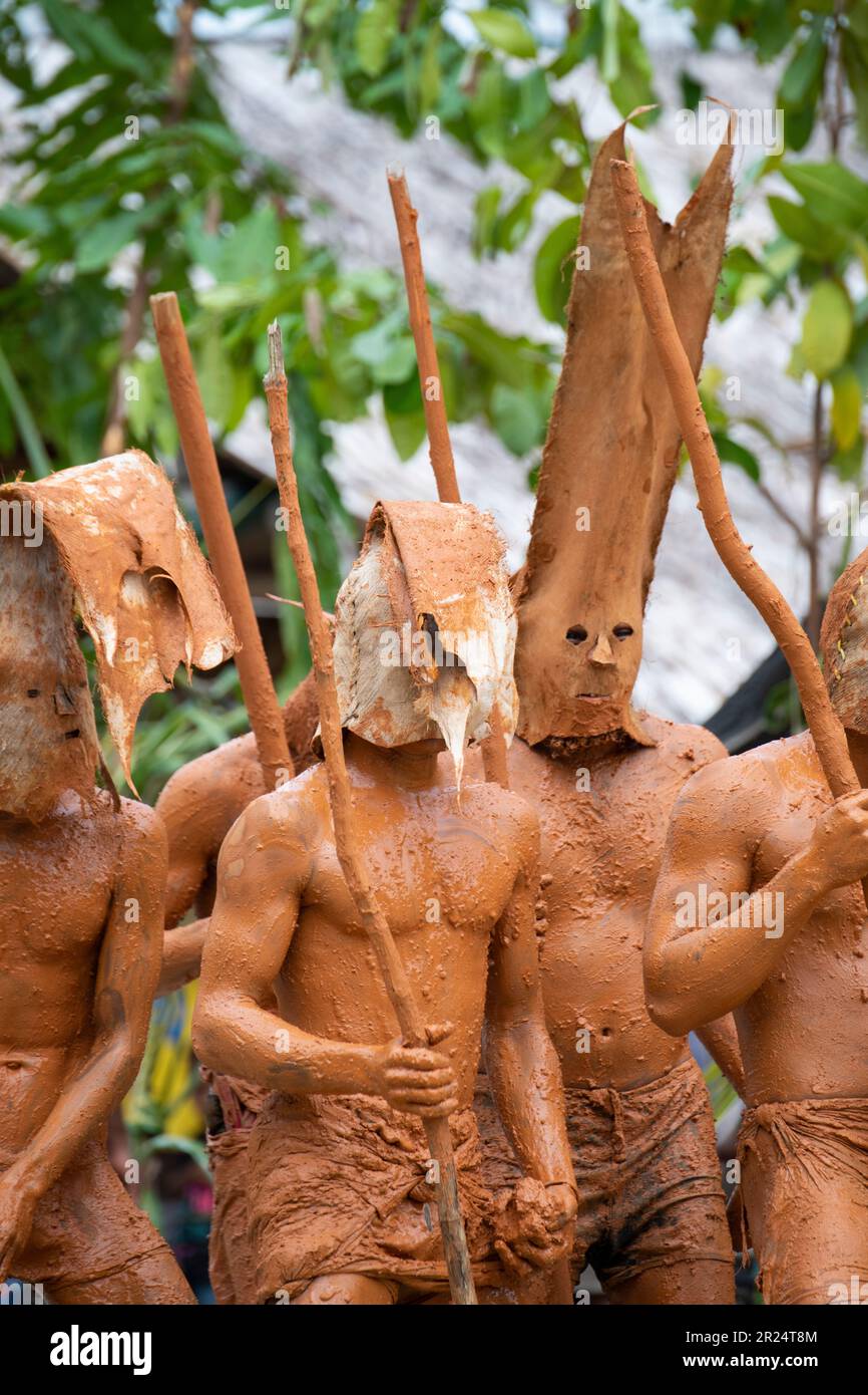 Solomon Islands, Santa Ana aka Owaraha, village of Ghupuna. Traditional ...