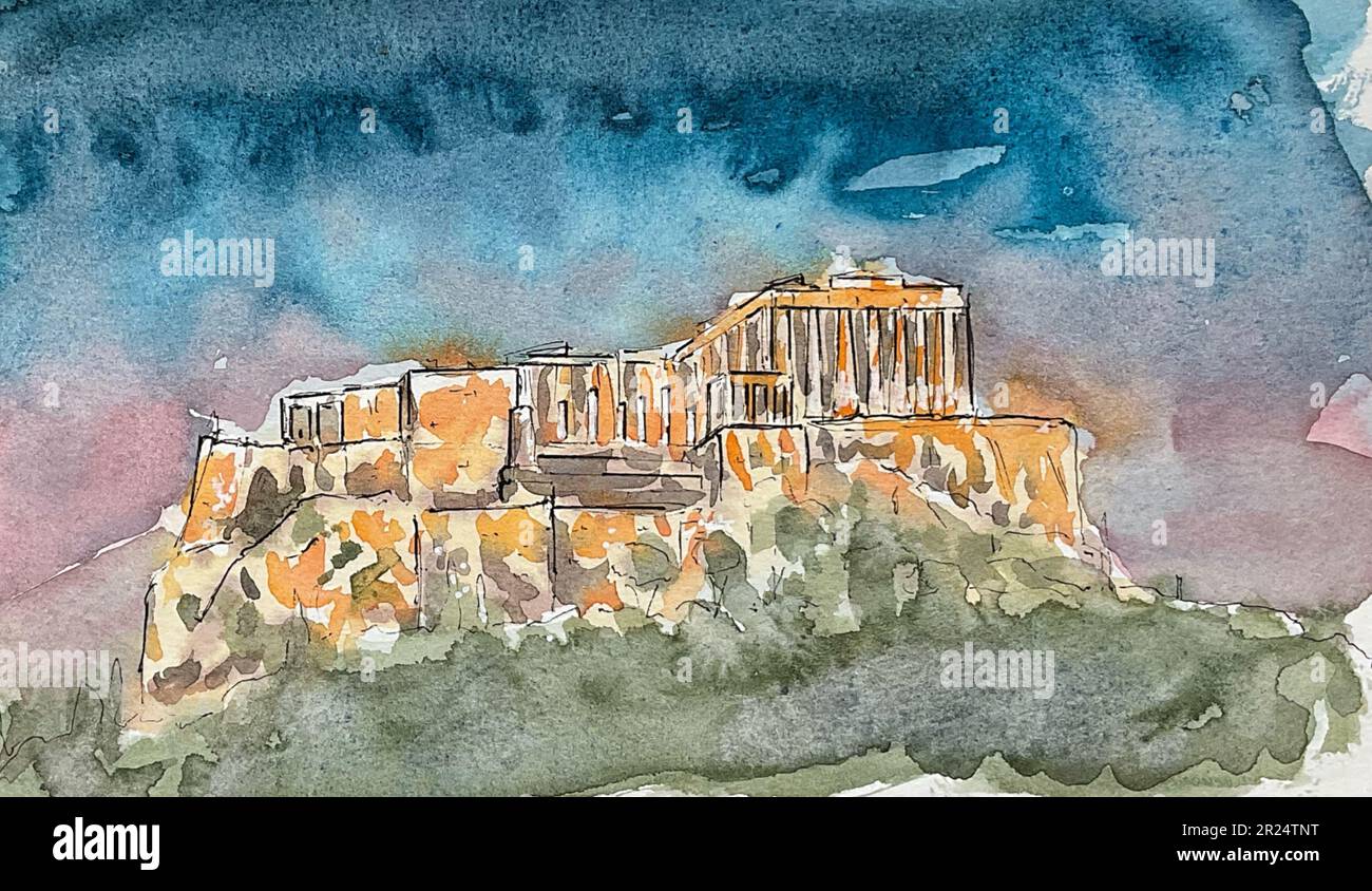 Greece acropolis painting hi-res stock photography and images - Alamy