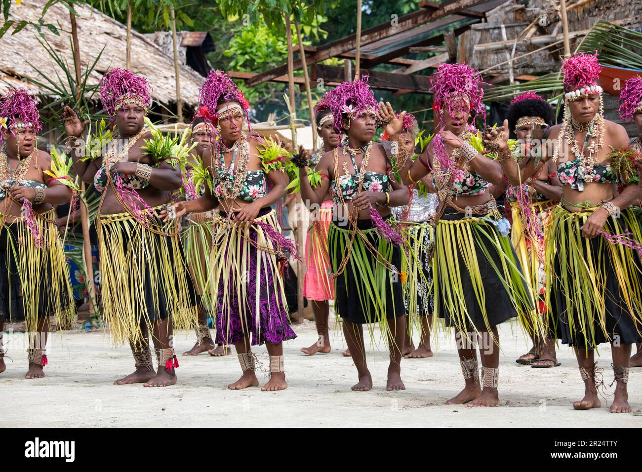 Solomon Islands, Santa Ana aka Owaraha, village of Ghupuna. Traditional ...