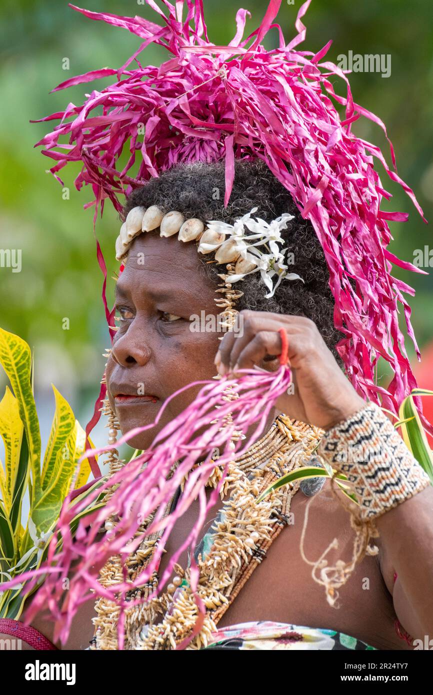Solomon Islands, Santa Ana aka Owaraha, village of Ghupuna. Traditional ...