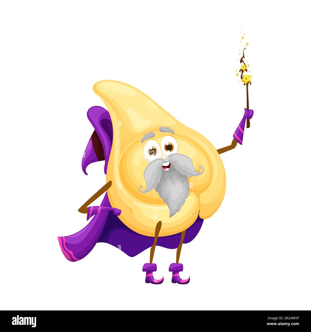 Cartoon Halloween italian pasta wizard character. Isolated vector ...