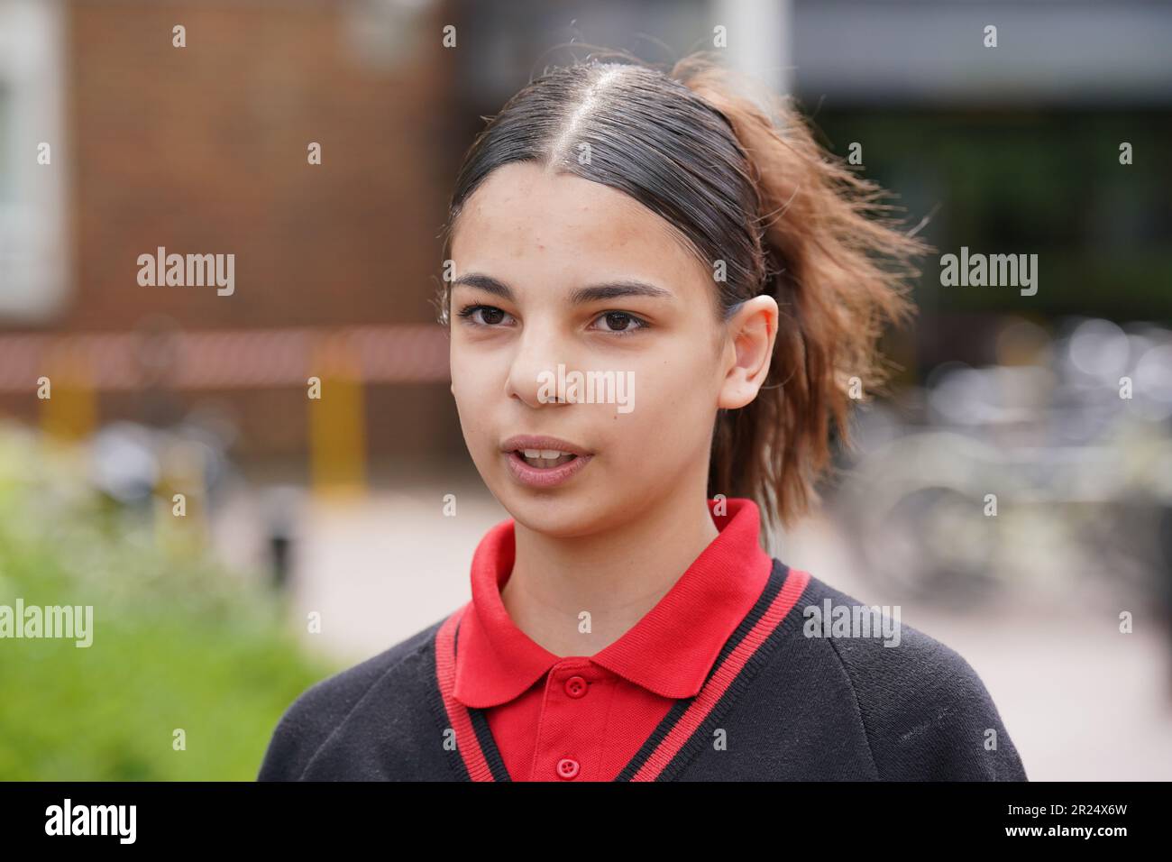 Melek Ozden, 13, daughter of Yagmur Ozden, 33, speaking to the media ...
