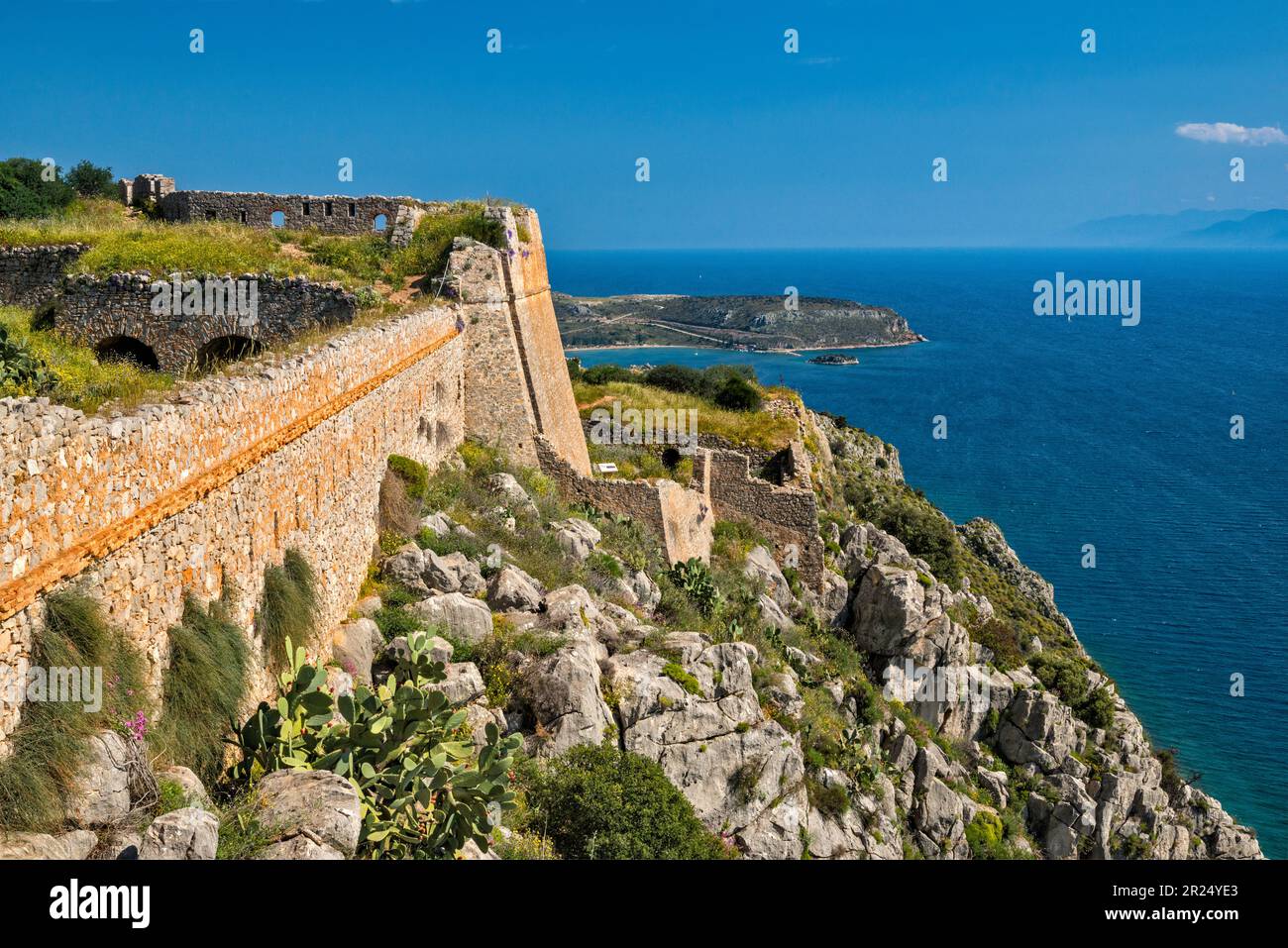 Bastion of Achilles, Palamidi fortress, 1714, over Argolic Gulf and ...