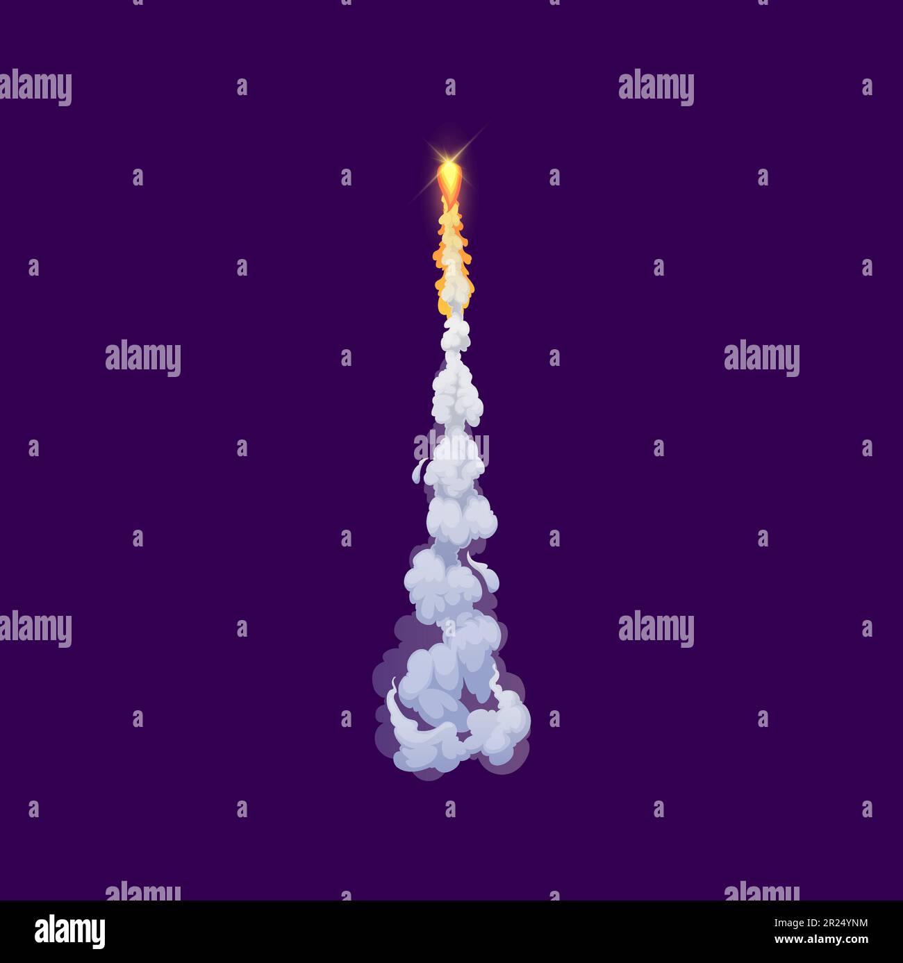 Cartoon rocket smoke trail, jet fire flame and steam clouds. Vector ...