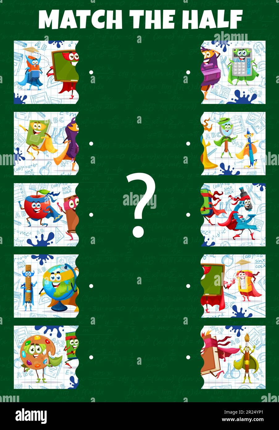 Match the half of cartoon stationery superhero characters. Piece ...