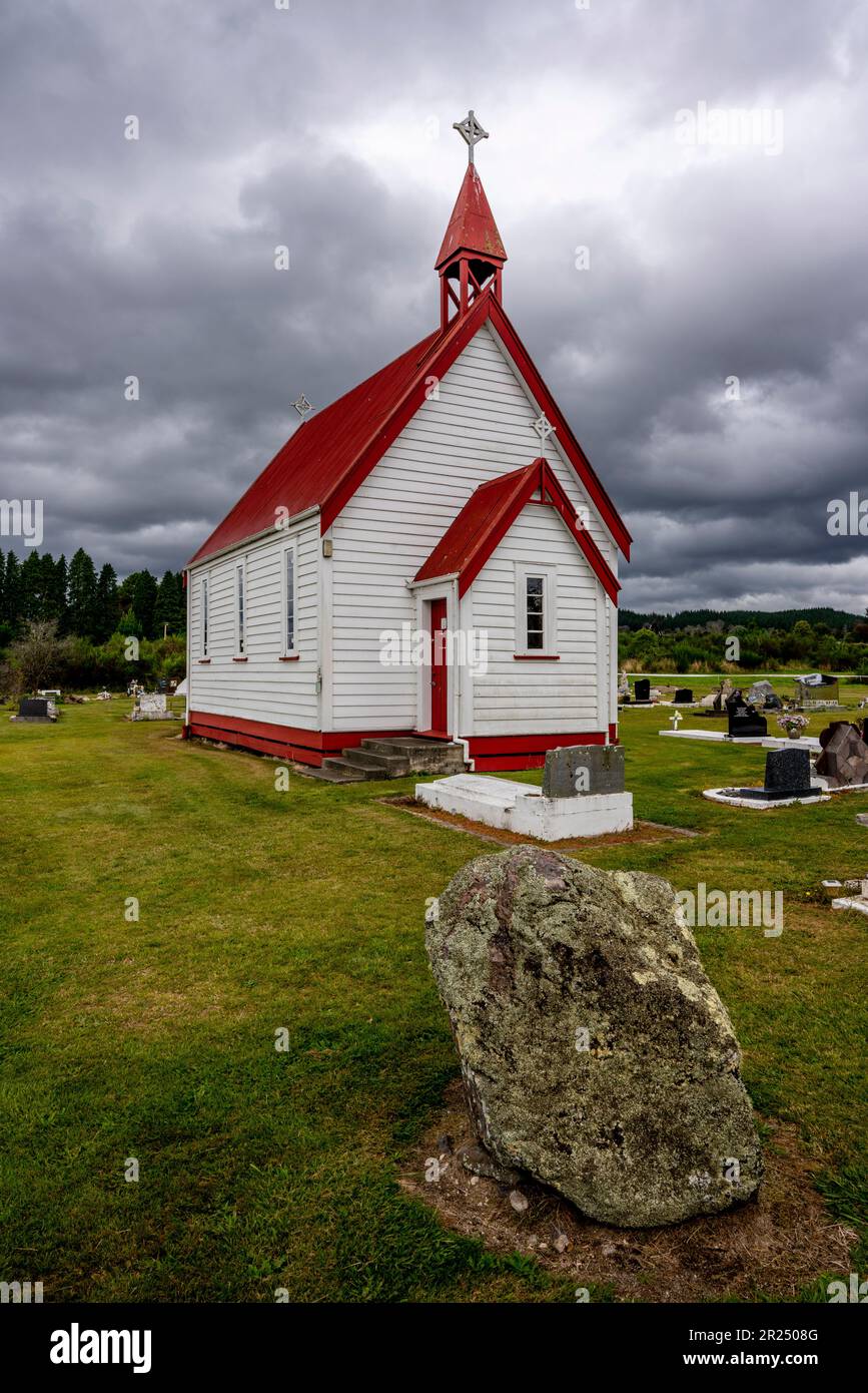 Historic Church at Waitetoko, Lake Taupo, Waikato Region, North Island ...