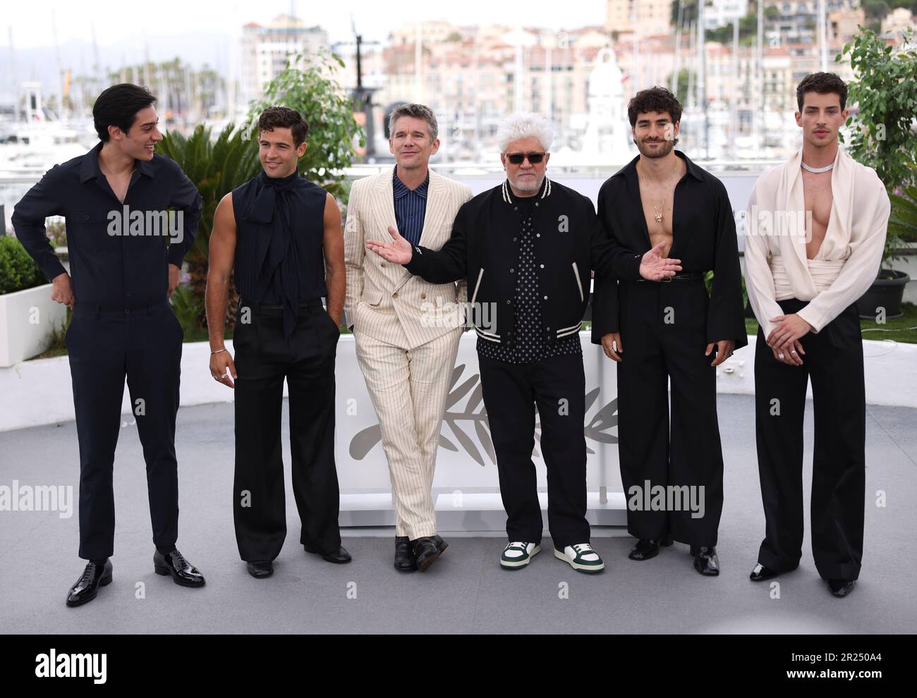 George Steane, from left, Jason Fernandez, Ethan Hawke, director Pedro ...