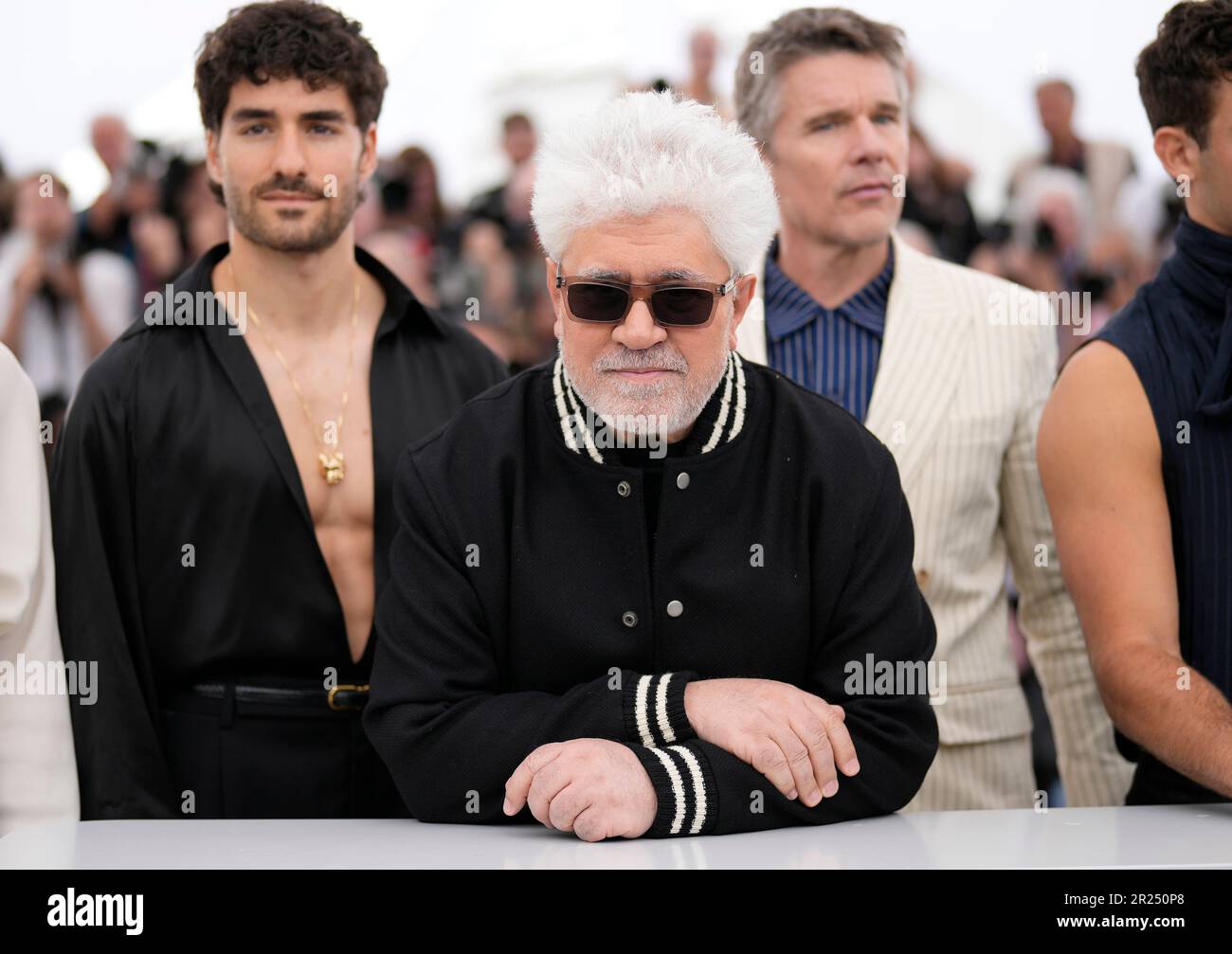 Jose Condessa, from left, director Pedro Almodovar, and Ethan Hawke ...