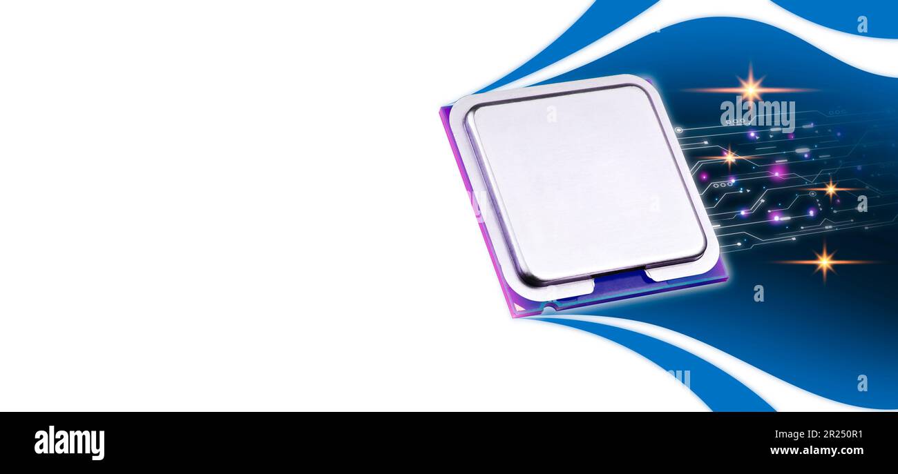 Cpu Computer Processor With Abstract Blue Pattern On White Background