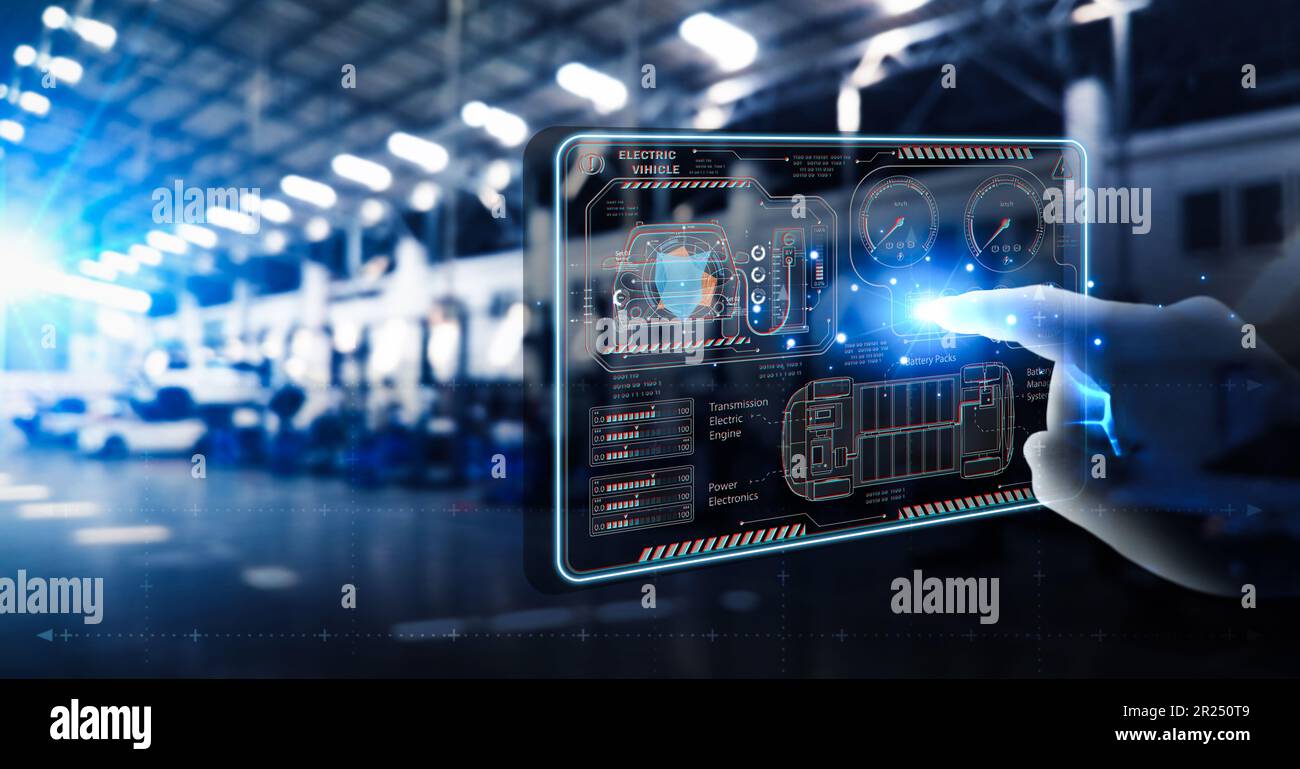 EV electric vehicle technology industry concept, futuristic virtual ...