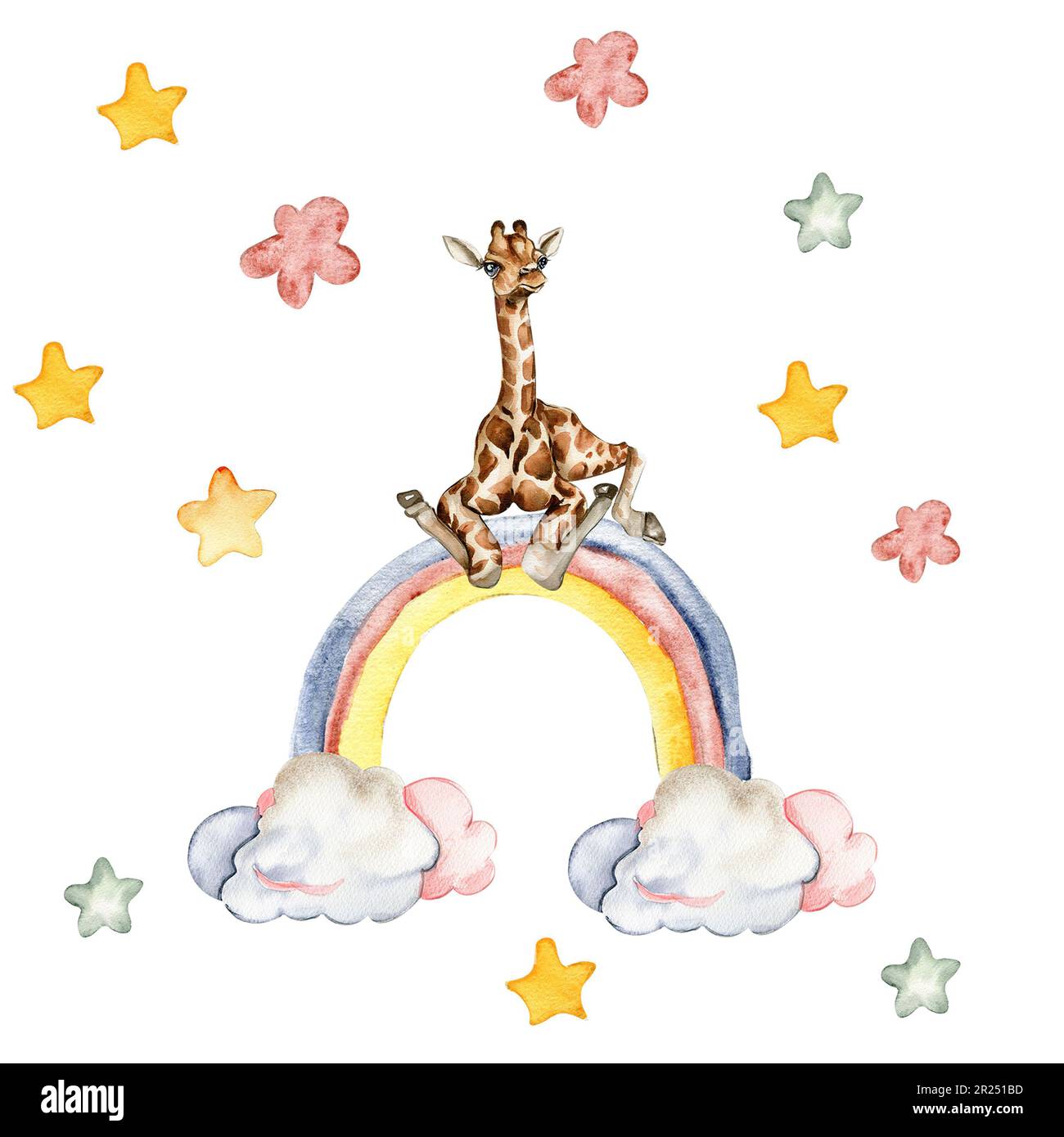 Watercolor Giraffe Rainbow