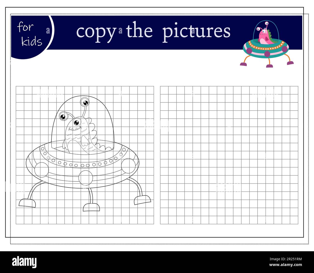 Copy a picture, an educational game for children, a cartoon monster, an ...