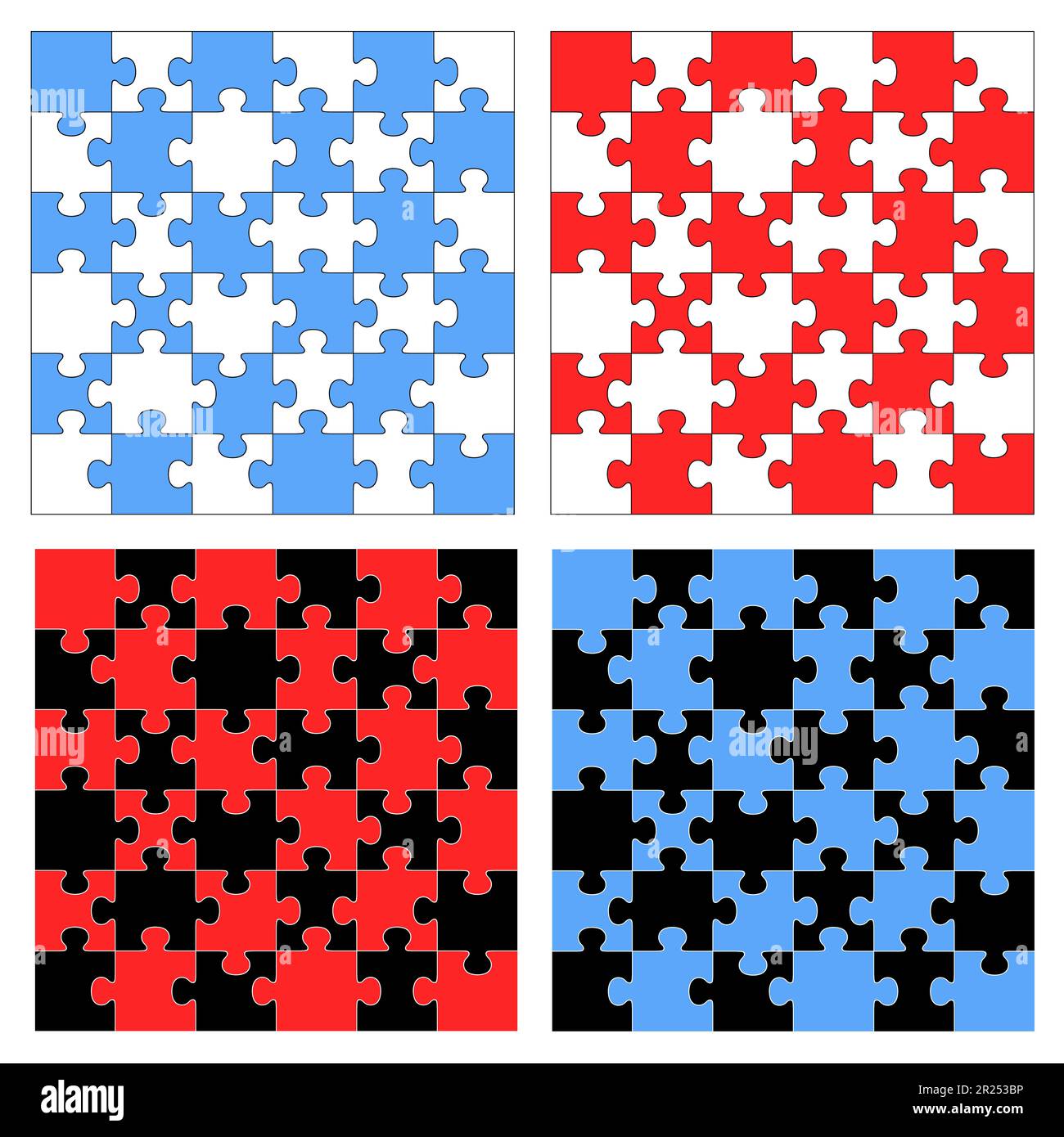 Color jigsaw puzzle set isolated on white Stock Photo - Alamy