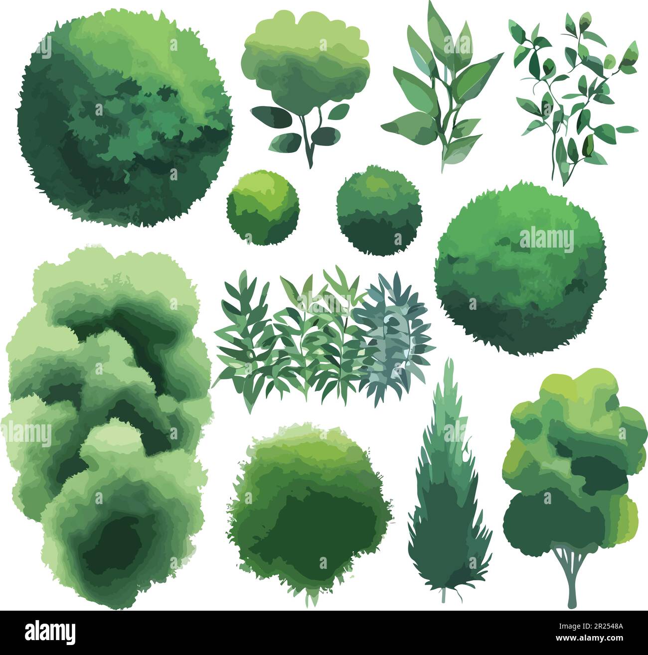Amazing trees bushes shrubs top view vector Stock Vector Image & Art ...