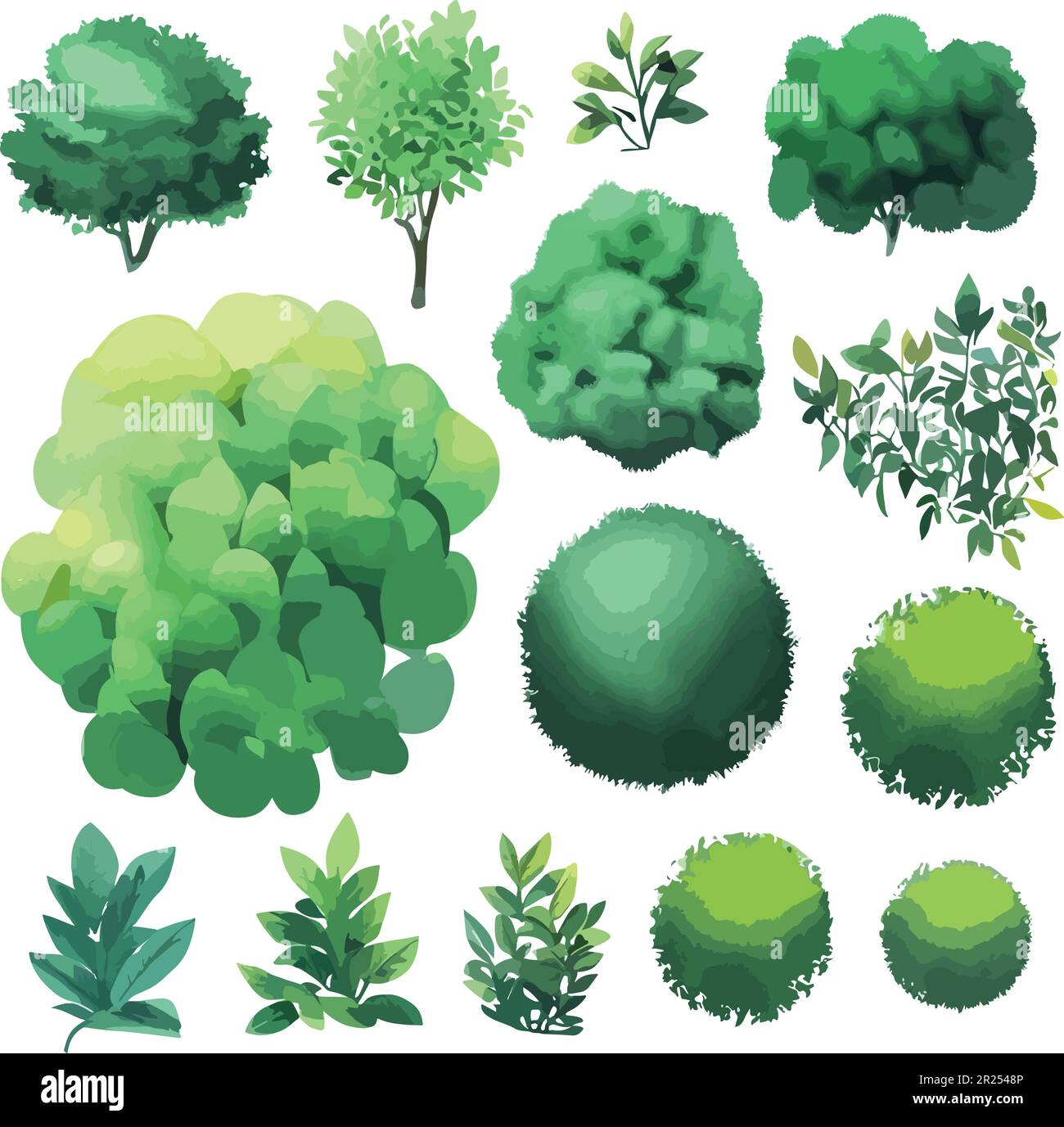 Fantastical trees bushes shrubs top view vector Stock Vector Image ...