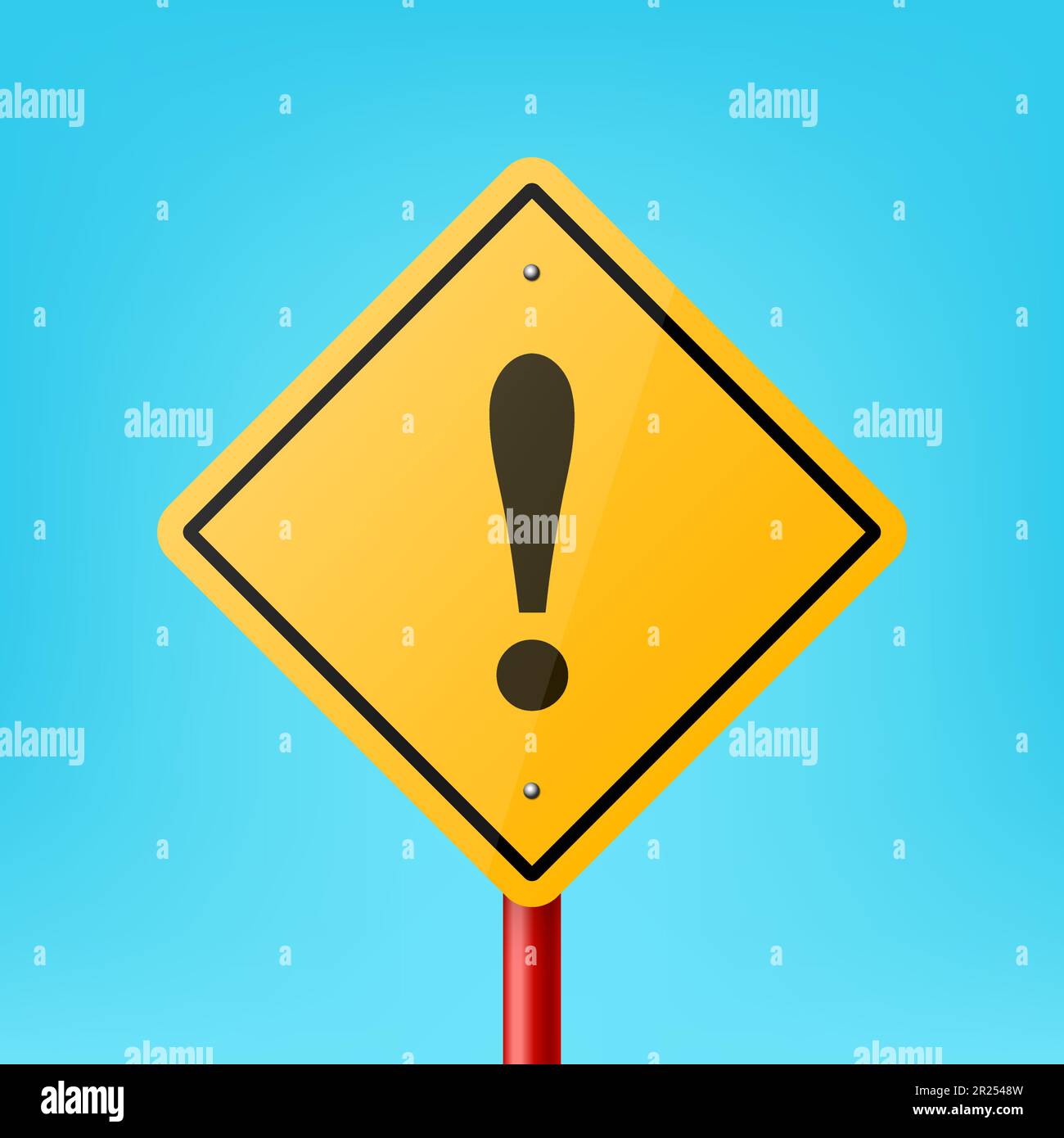 Vector Yellow Road Sign Frame with Exclamation Mark Sign, Icon, Warning ...